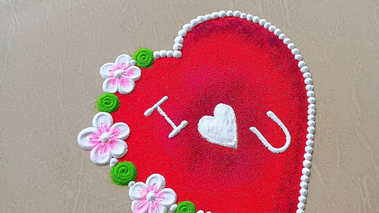 Valentines day rangoli design | valentines day special | heart shape ...