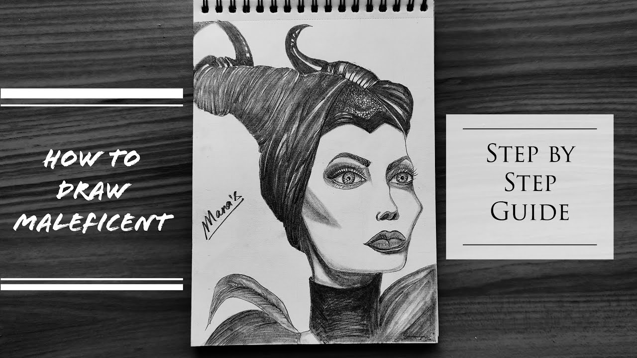How to draw Maleficent | Easy Step by Step guide for beginners | Using ...