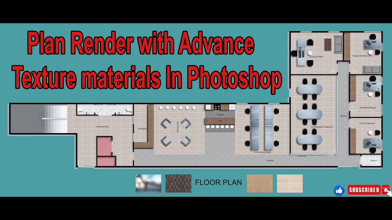 Plan Render with Advance Texture materials In Photoshop I Architecture ...