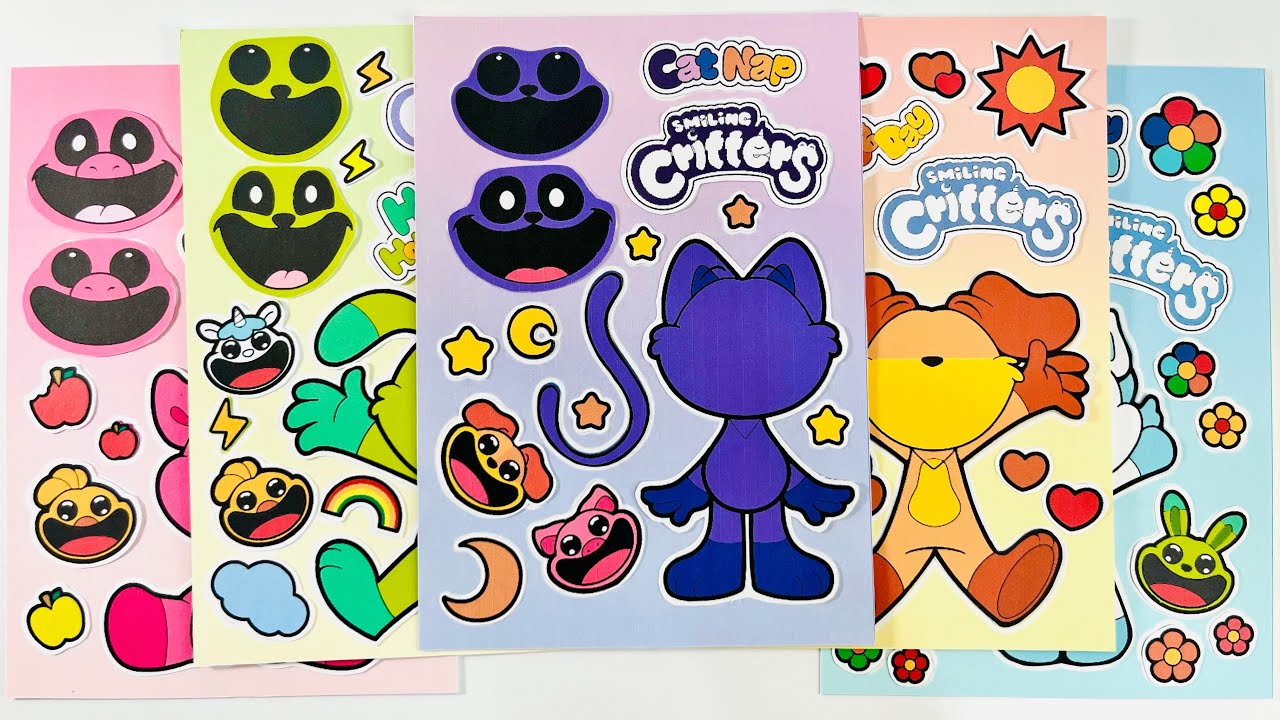 [Sticker Asmr] Satisfying Smiling Critters Paper Sticker Book ...