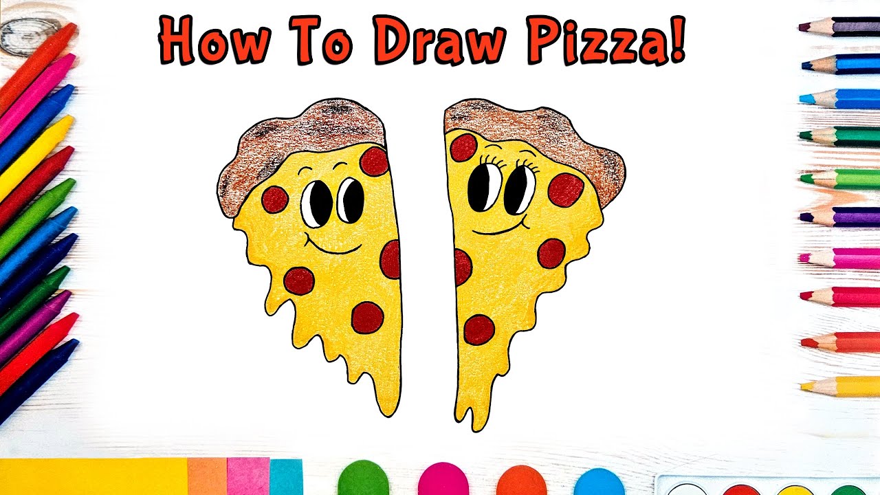How To Draw Pizza! (Art For Kids!) - Easy Step By Step Beginner Art ...