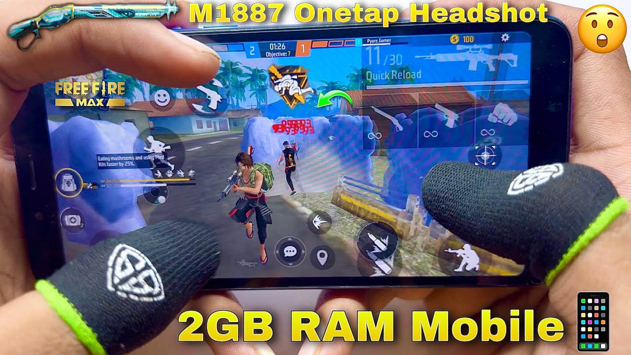 Low device 2gb ram mobile play free fire max m1887 one tap headshot ...