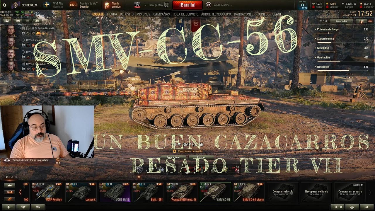 SMV-CC-56 CAZACARROS PESADO ITALIANO -WORLD OF TANKS - YouTube
