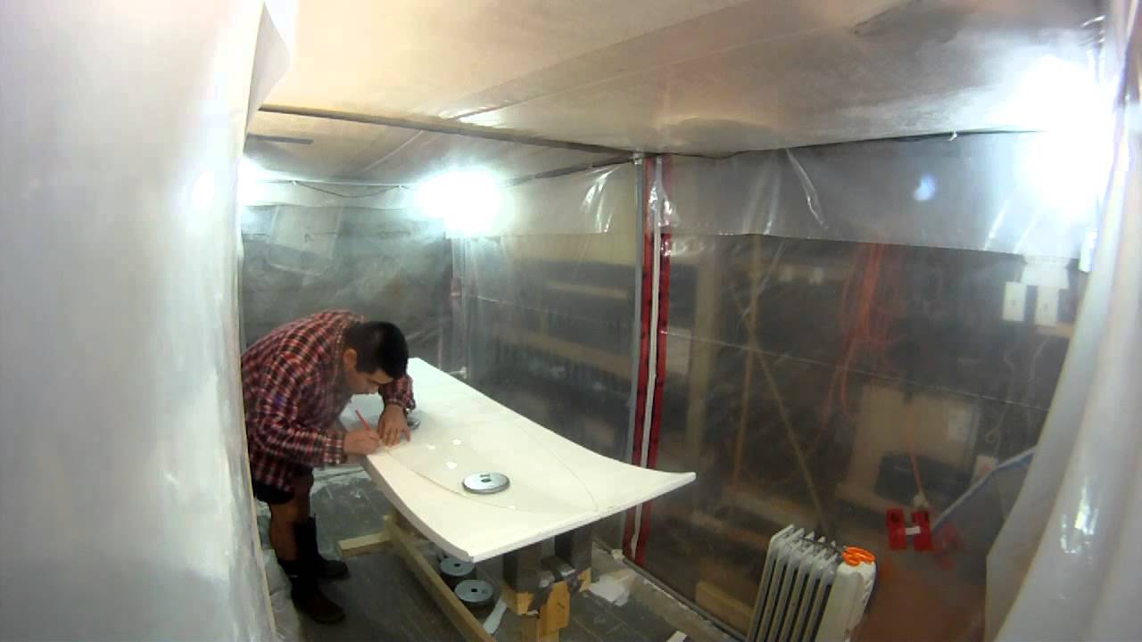 How to Build a Shortboard Surfboard - 04 - Tracing Template on Blank ...