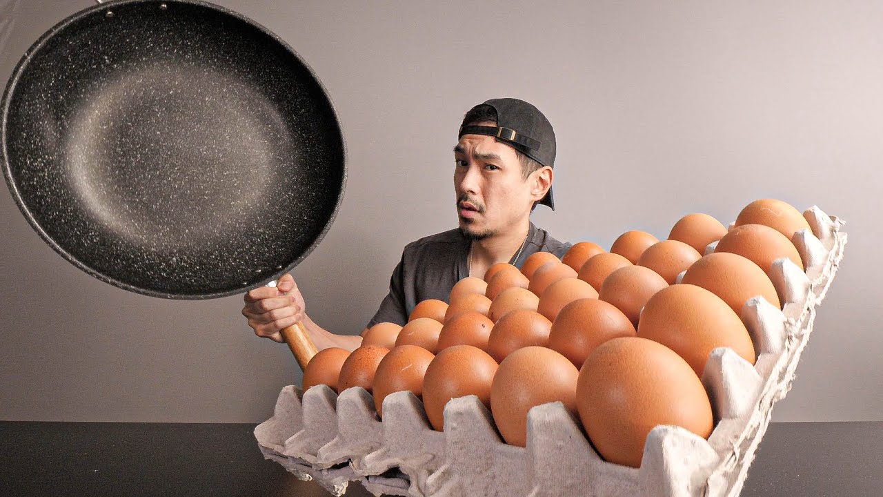 Cooking 30 Eggs in a Giant Pan - YouTube