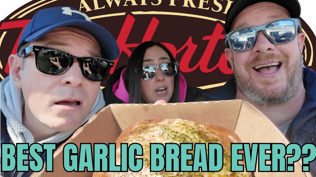 Tim Hortons NEW Garlic Bread Tasting - YouTube