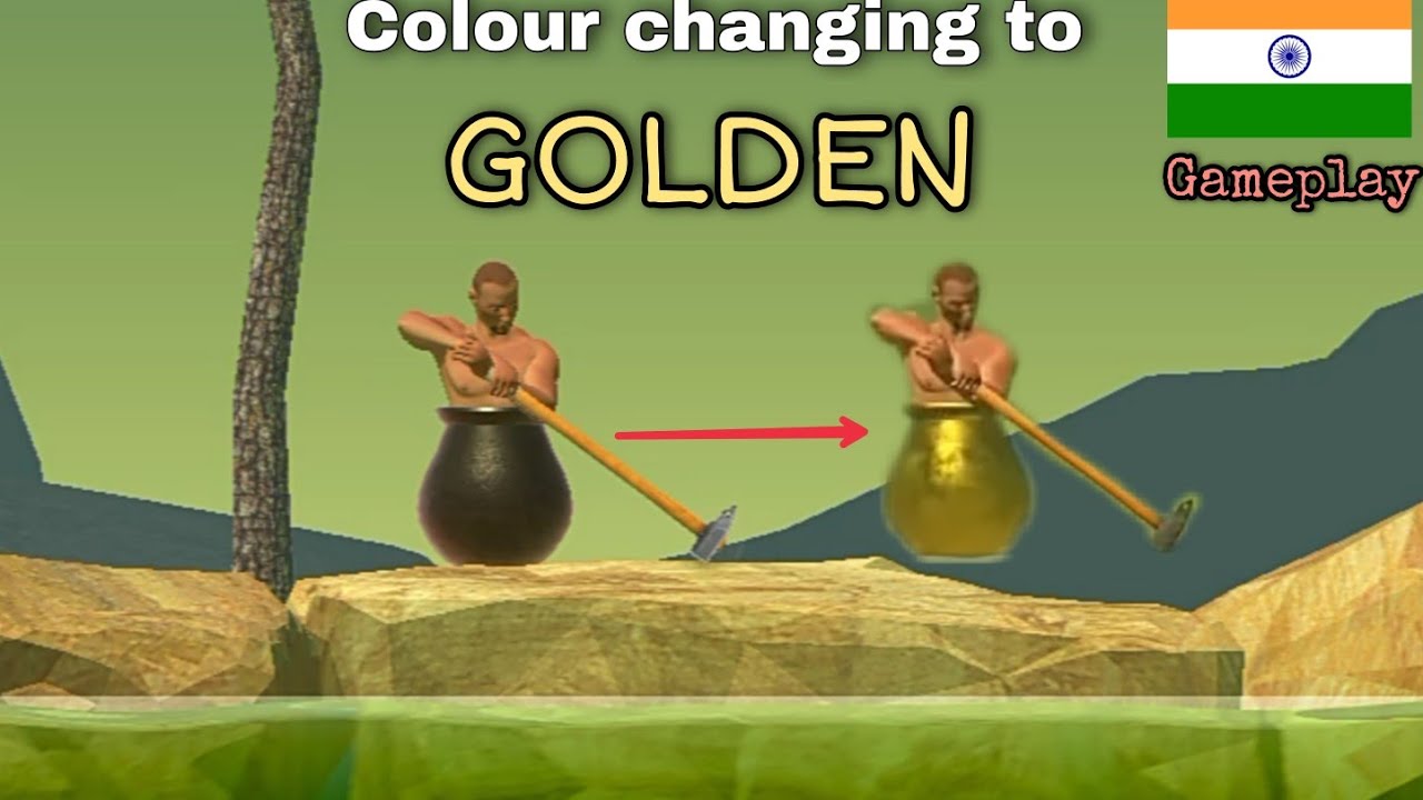 Getting over it gameplay mobille how to get golden pot - YouTube