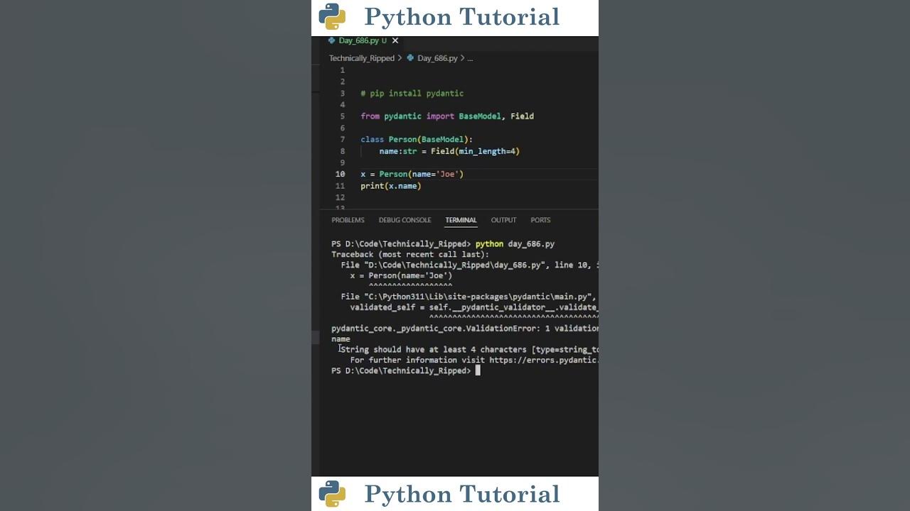 Validating String Length With Pydantic | Python Tutorial - YouTube