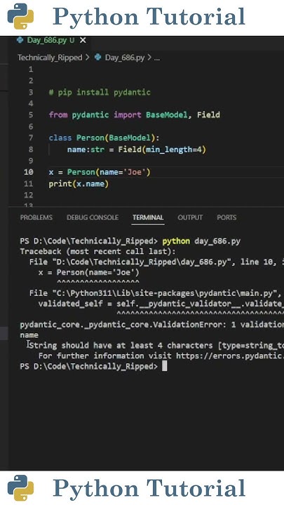 Validating String Length With Pydantic | Python Tutorial - YouTube