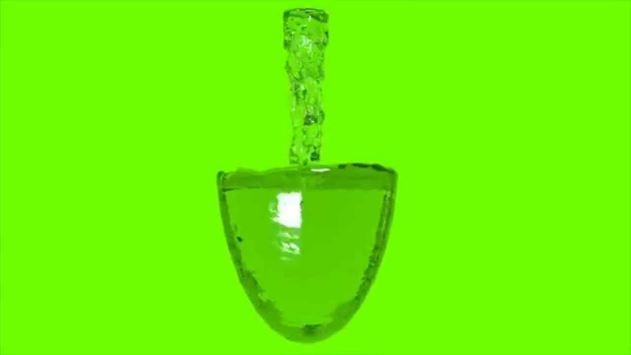 water glass filling green screen free royalty footage - YouTube