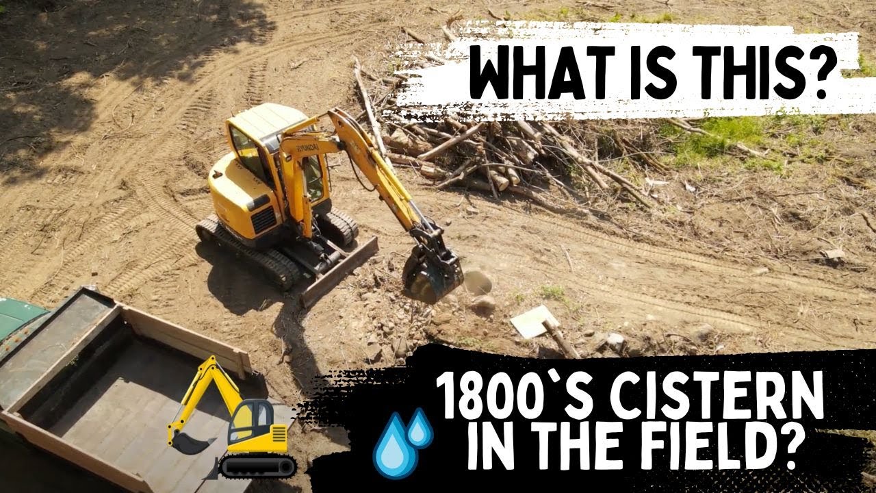 Hyundai excavator digging up a cistern tank - YouTube