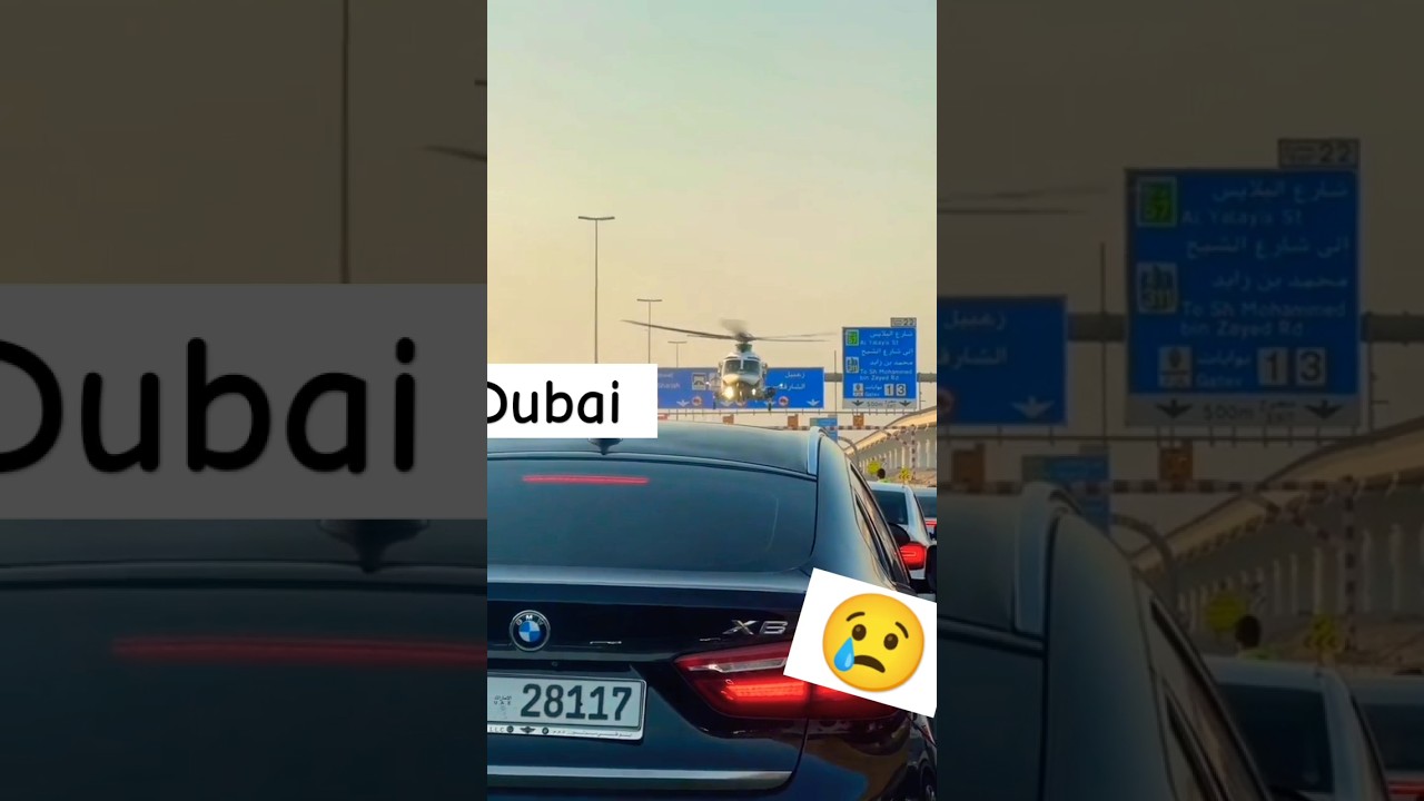 #helicopter 🚁 landing 🛬 sheikh Zayed road 🛣️ big accident on the road ...