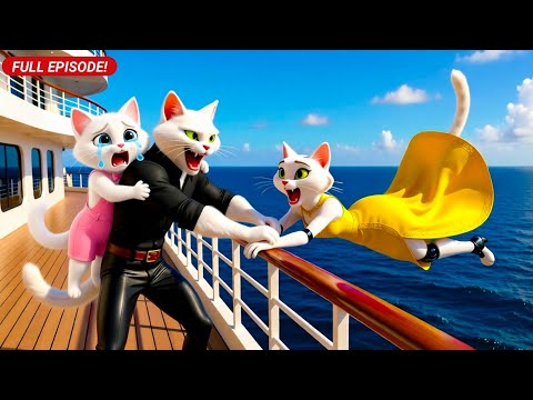 🚢Full Movie: The White Kitten's Journey to Become a Police Officer & The Cruise Ship Mystery👀😼