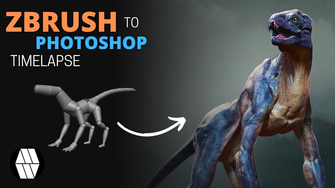 ZBrush to Photoshop Timelapse - 'Alien Wild Dog' Concept - YouTube