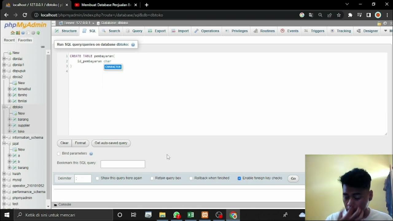 Pembuatan Database toko beserta Query SQLnya pada phpMyadmin - YouTube