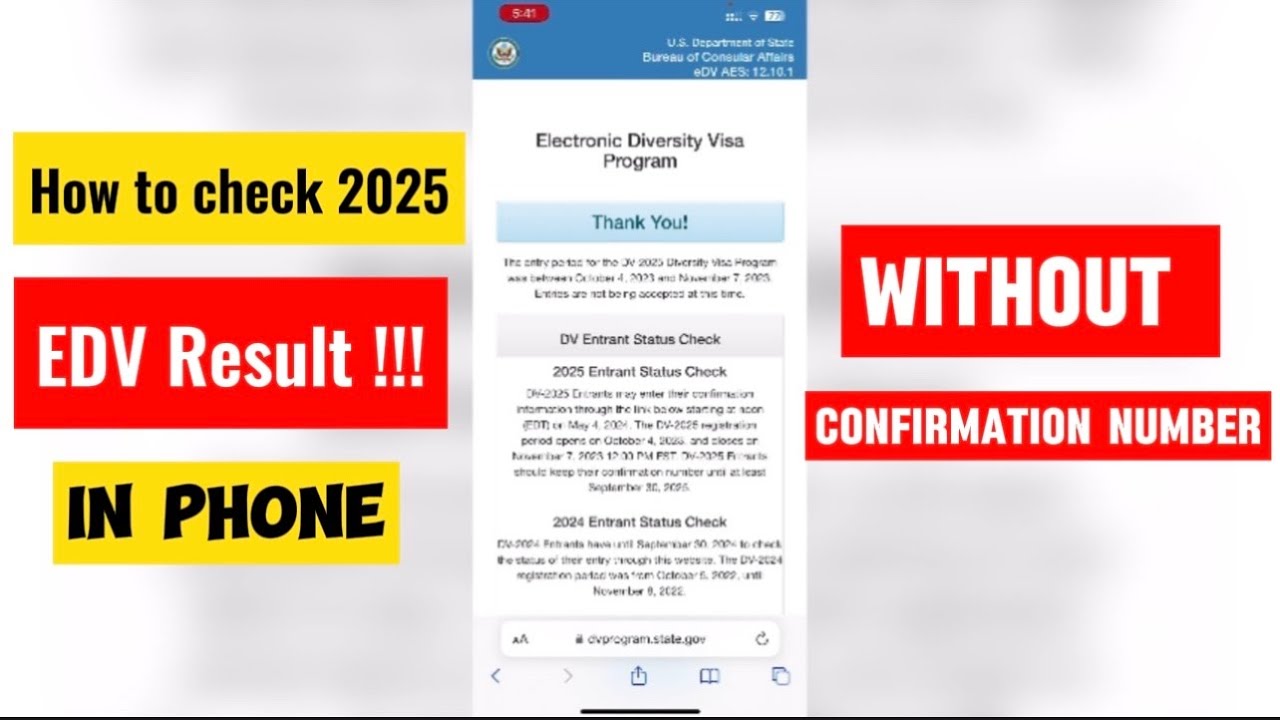 How to check DV result in phone without confirmation number - YouTube