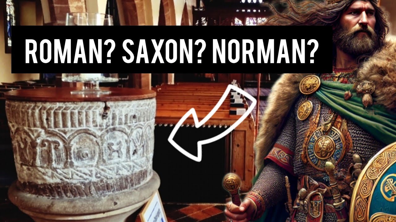 6th Century Saxon font carved from a Roman column. Lilleshall Church ...