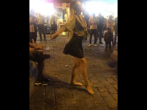Turkey Istanbul city street belly dance by emilia beauty HD videos