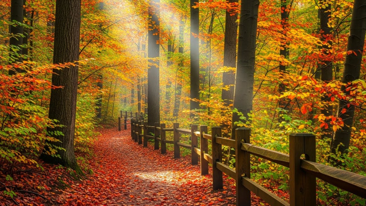Beautiful Relaxing Music & Peaceful Autumn Scenery 🍂 Healing Music for ...