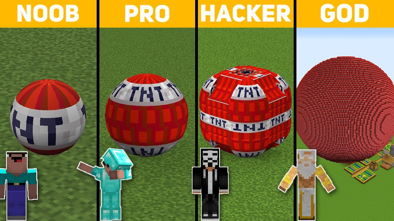 NOOB vs PRO vs HACKER vs GOD tnt sphere build challenge - YouTube