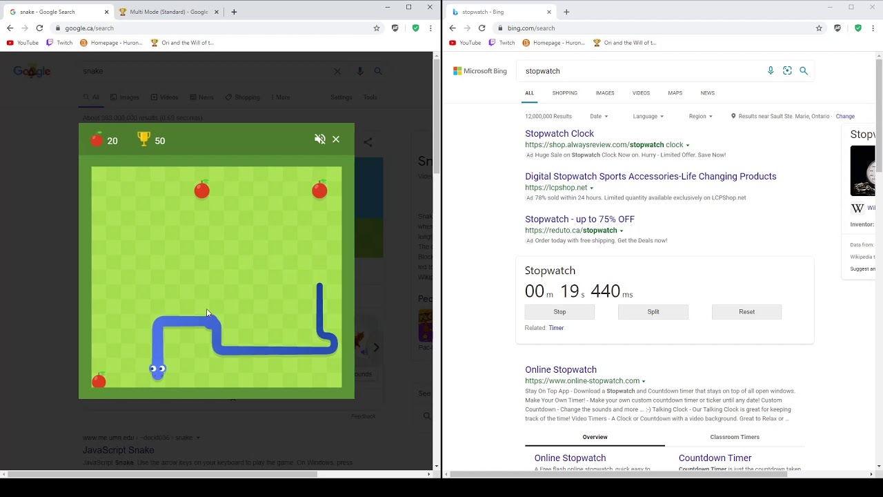 Google Snake Game 50 fruit (multi fruit mode) 54s 100ms - YouTube