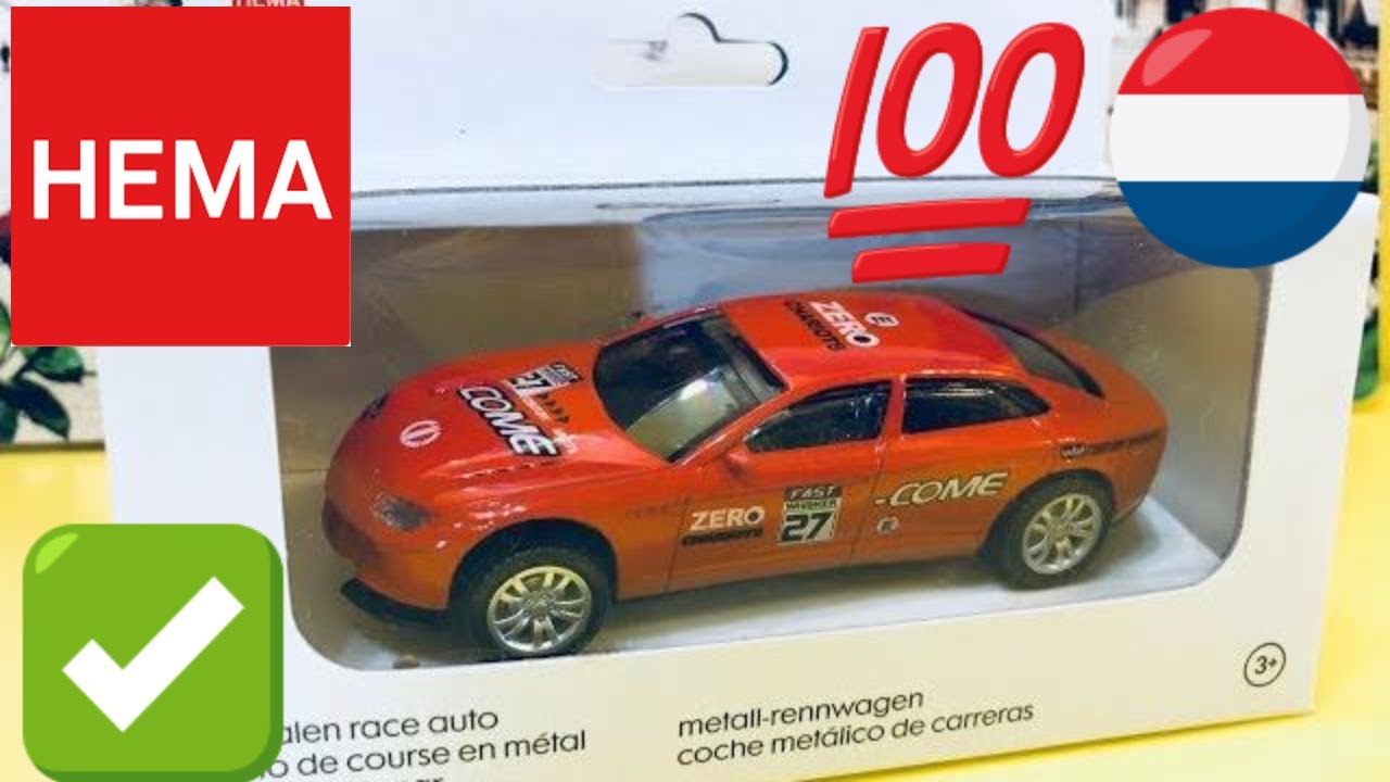 modelauto unboxing HEMA metal race car A metallic red metal race car ...