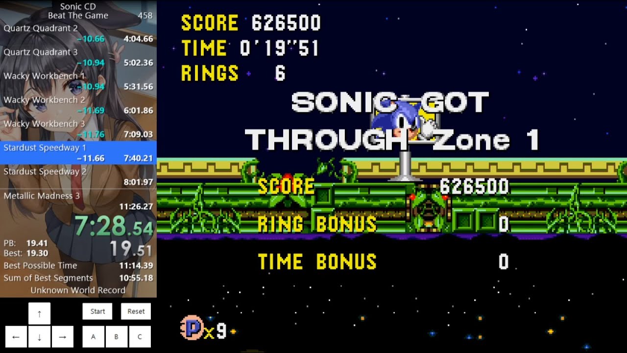 Sonic CD - Any% Speedrun in 11:24.74 - YouTube