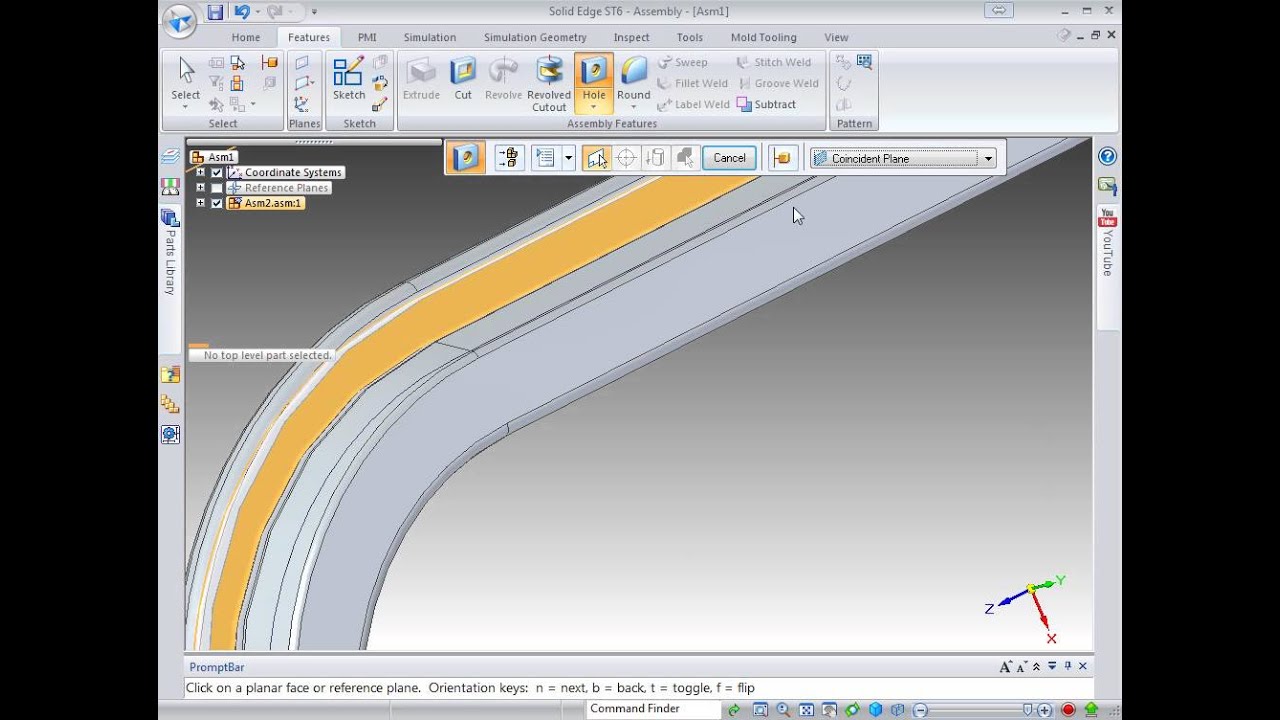 Solid Edge ST6 Frame with holes - YouTube