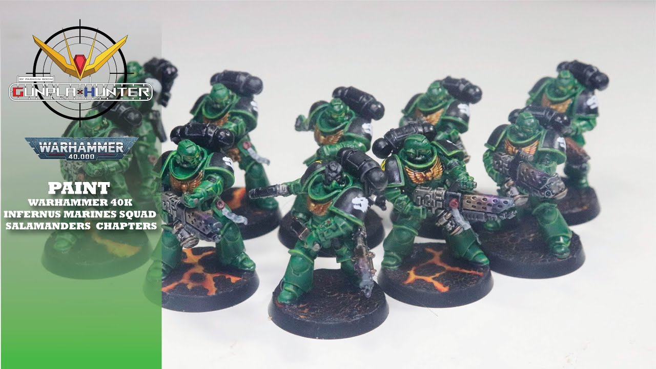 EP 213 PAINT WARHAMMER 40K INFERNUS MARINES SQUAD SALAMANDERS CHAPTERS ...