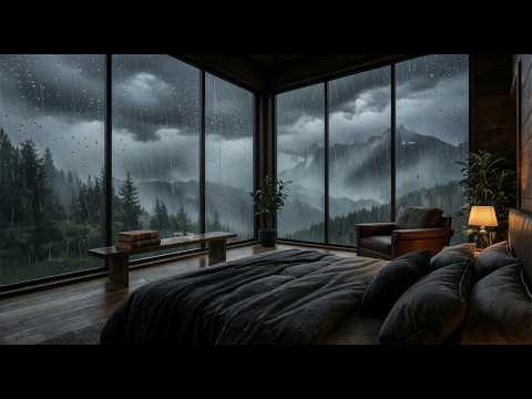 Gentle Night Rain in a Cozy Glass Cabin | Misty Forest View for Deep Sleep & Relaxation [4K]