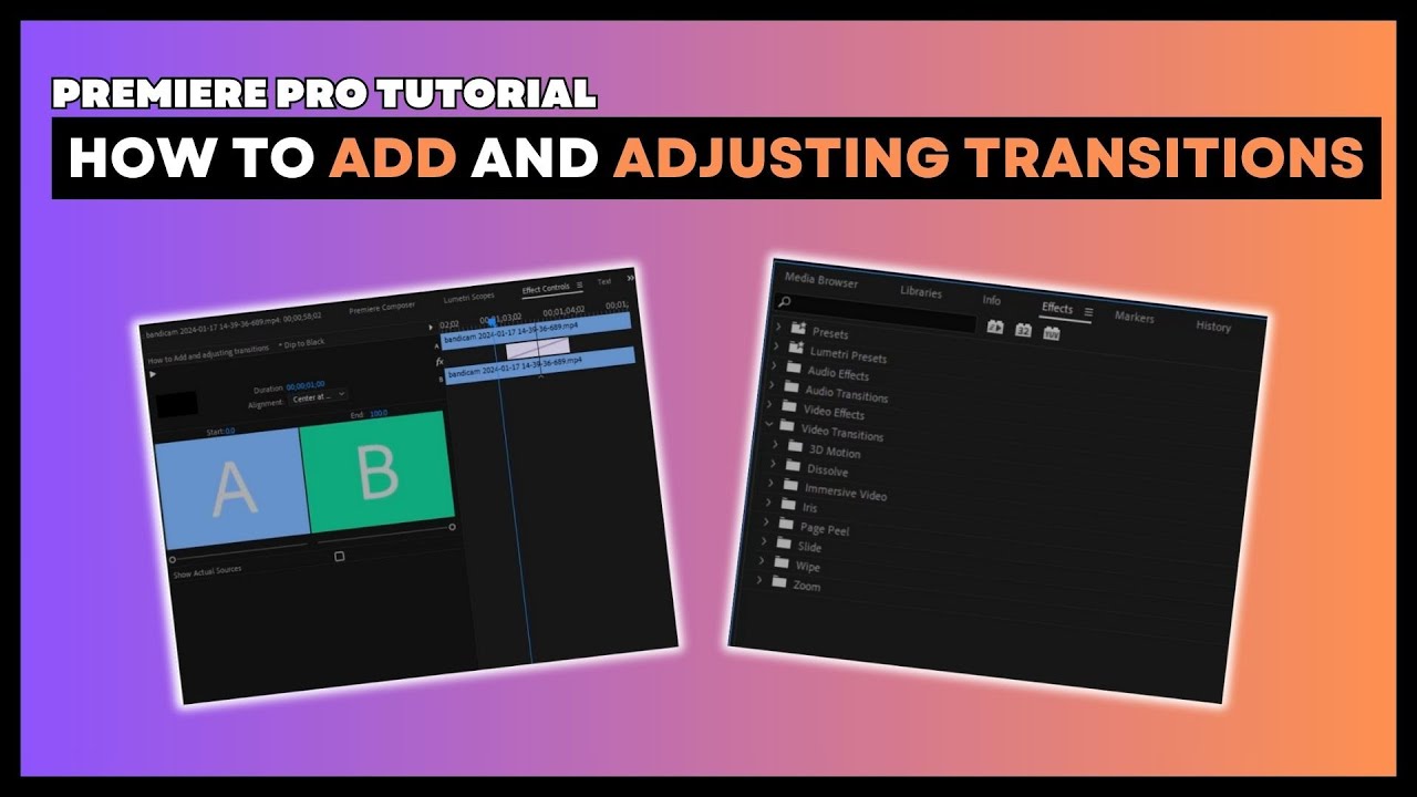Premiere Pro Transitions | How to Add and Adjusting Transitions In ...