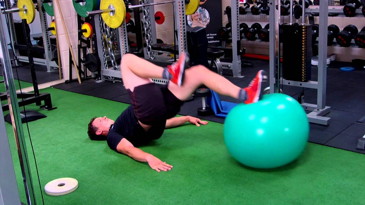 Exercise Demo:Single Leg Supine Fitball Hamstring curls - YouTube