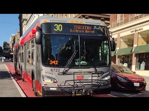 SF Muni Transit Action: Hybrid & Trolley buses at Union Square | Sunday ...
