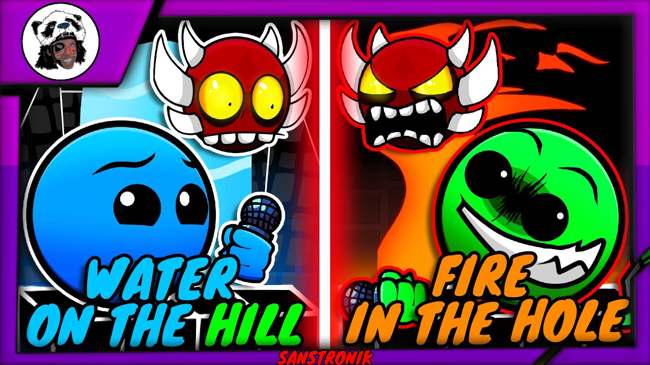 FNF FIRE IN THE HOLE UPDATE WATER ON THE HILL LOBOTOMY GEOMETRY DASH 2. ...