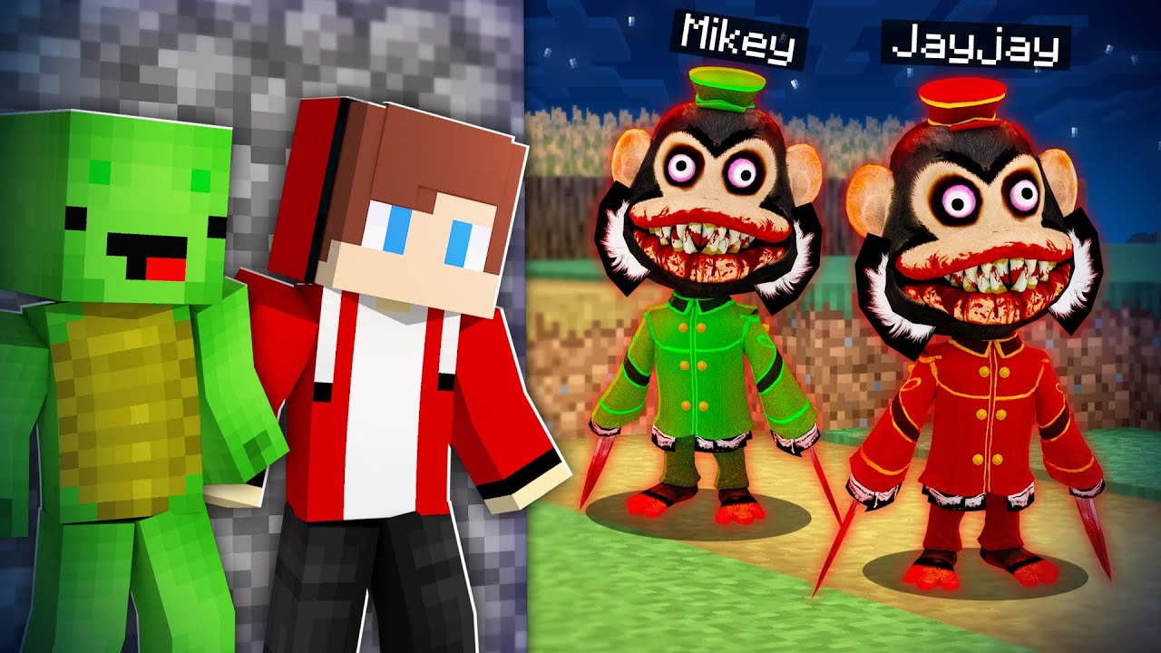 JJ and Mikey Got TRAPPED by SCARY MONKEY in Minecraft Challenge ...