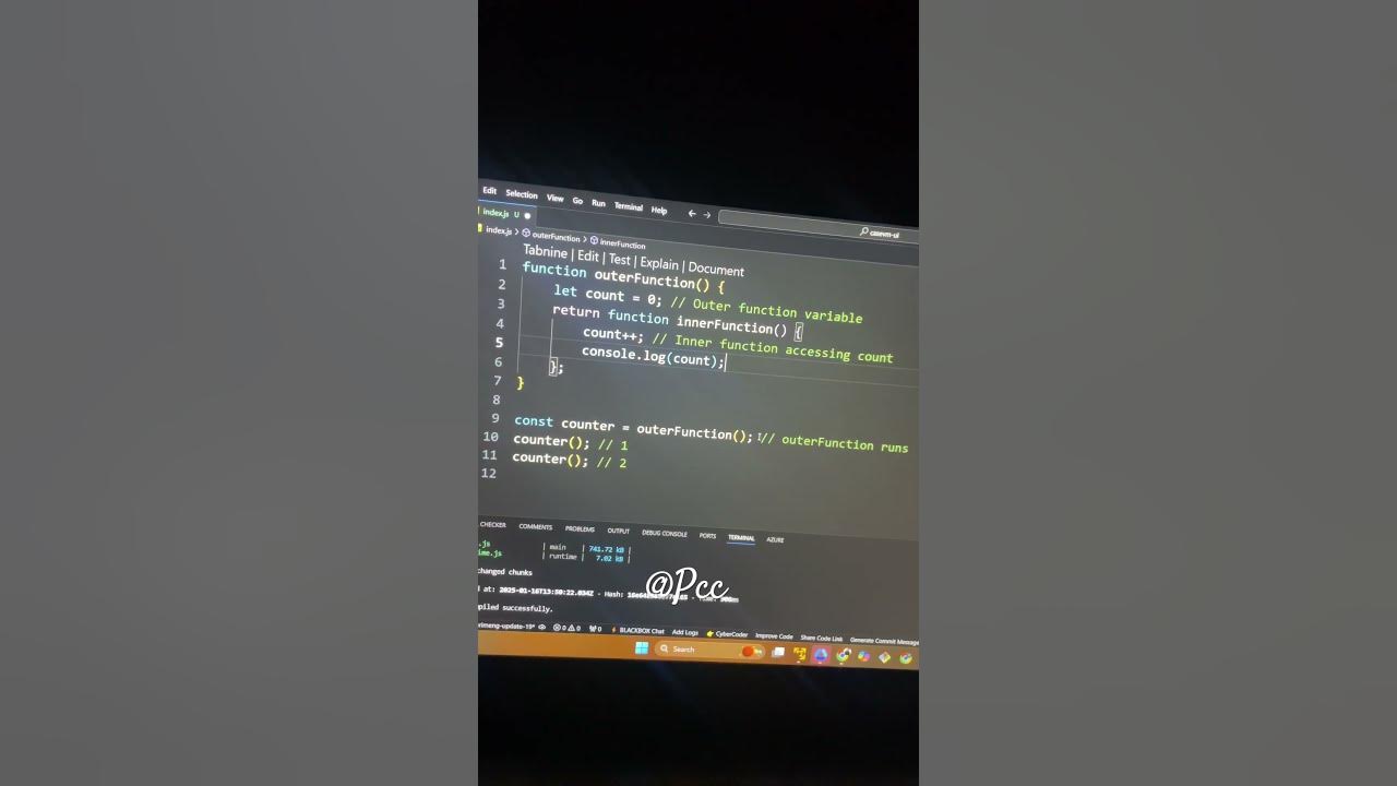 Closure In Javascript Javascript Ytshorts Js Interview Questions Interview Programming Yt