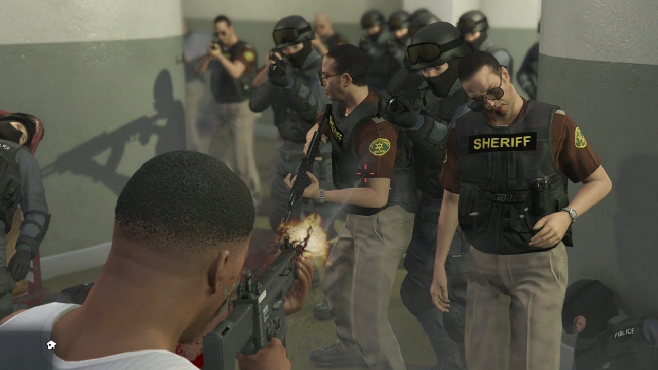 GTA 5 - franklin rampage shootout + epic five star cop battle - YouTube