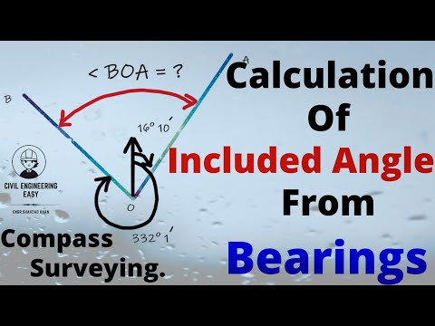 How to calculate the included angle from bearing | Compass Surveying | traverse surveying - YouTube
