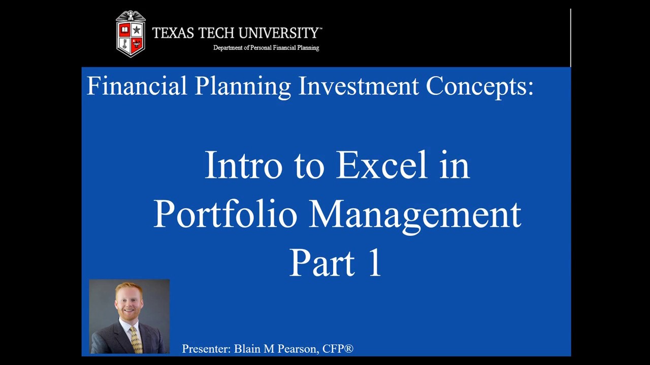 Using Excel in Portfolio Management Part I - YouTube