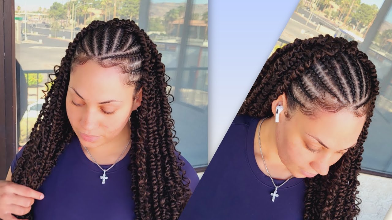 Half cornrow, half crochet braids. - YouTube