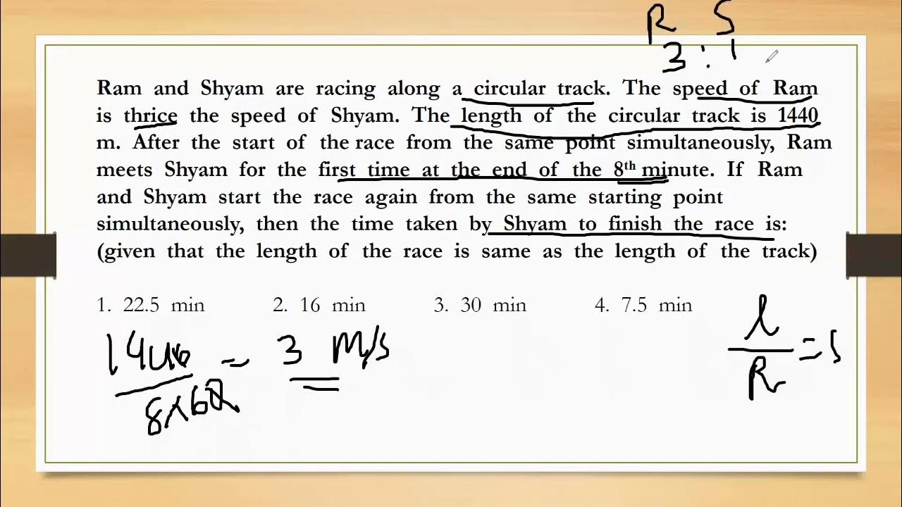 Ram and Shyam are racing along a circular track. The speed of Ram is thrice the spee - YouTube