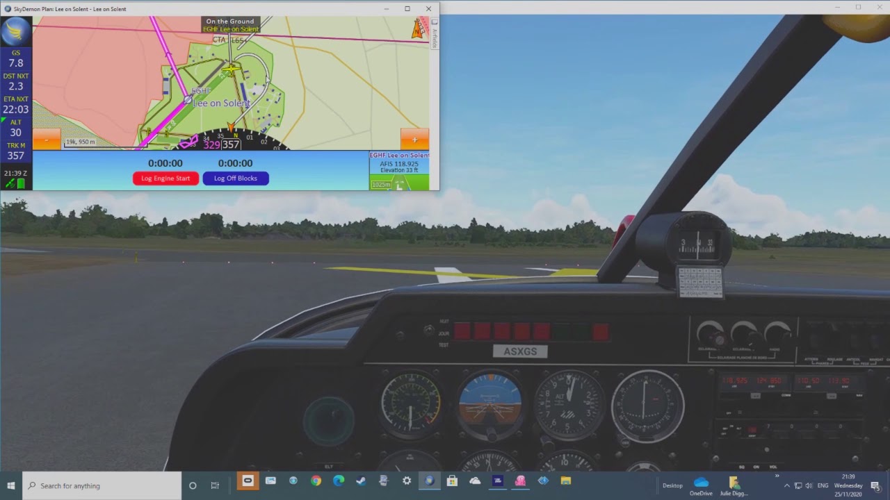 MFS 20 demonstrating SkyDemon moving VFR MAP, flying Circuits at Lee-on ...