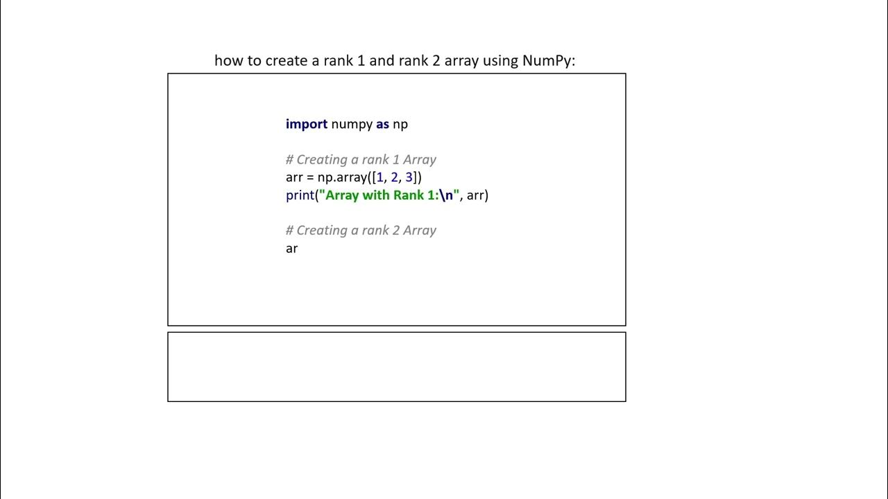 how to create a rank 1 and rank 2 array using NumPy: - YouTube