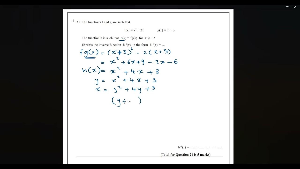 IGCSE Mathematics - OL Edexcel - Functions question - YouTube