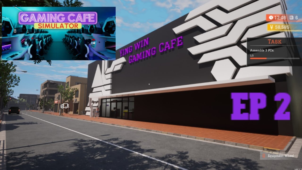 Gaming Cafe Sim with 2 Employees, Cafeteria, Bathroom and smoking area ...