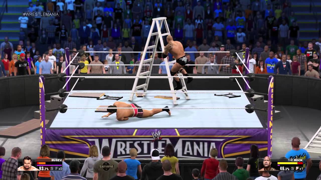 WWE 2K15 - The Rock Vs Rusev TLC Match Gameplay - YouTube