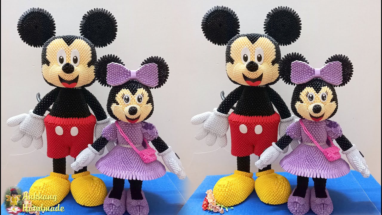 3d origami Minnie mouse , paper miniature Minnie mouse , paper craft ...