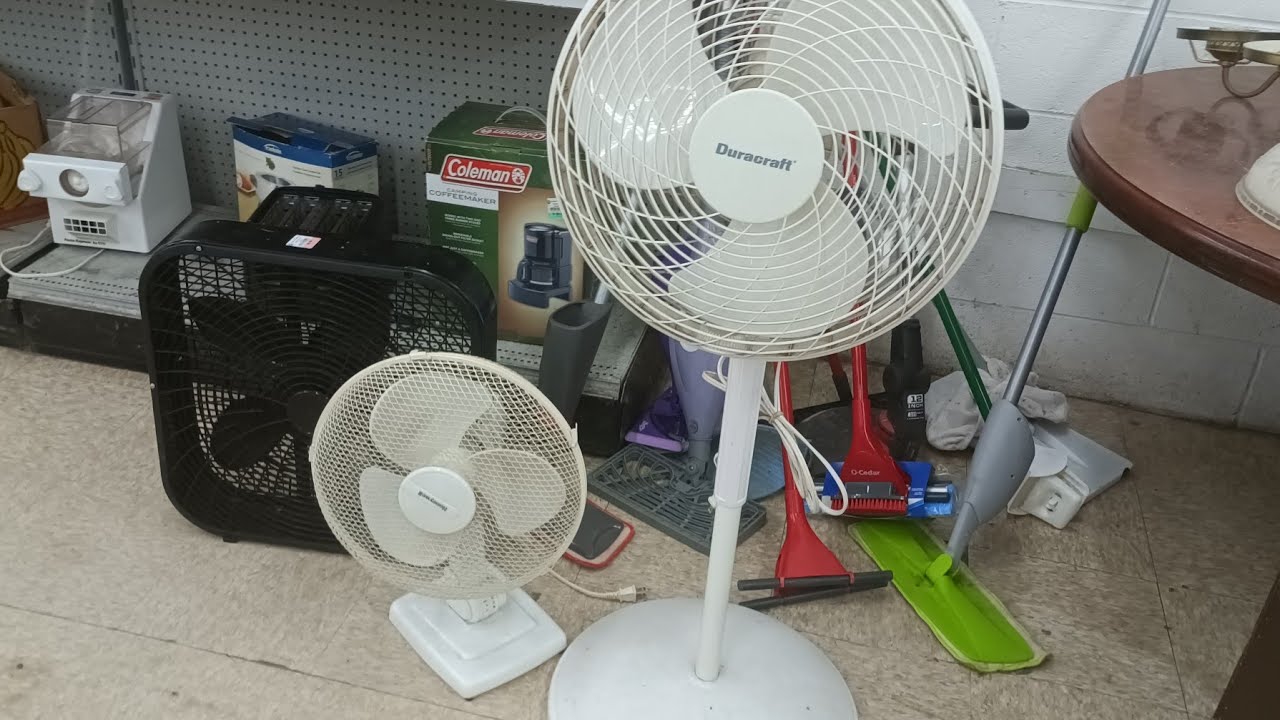 Fans and lighting at a thrift store. - YouTube