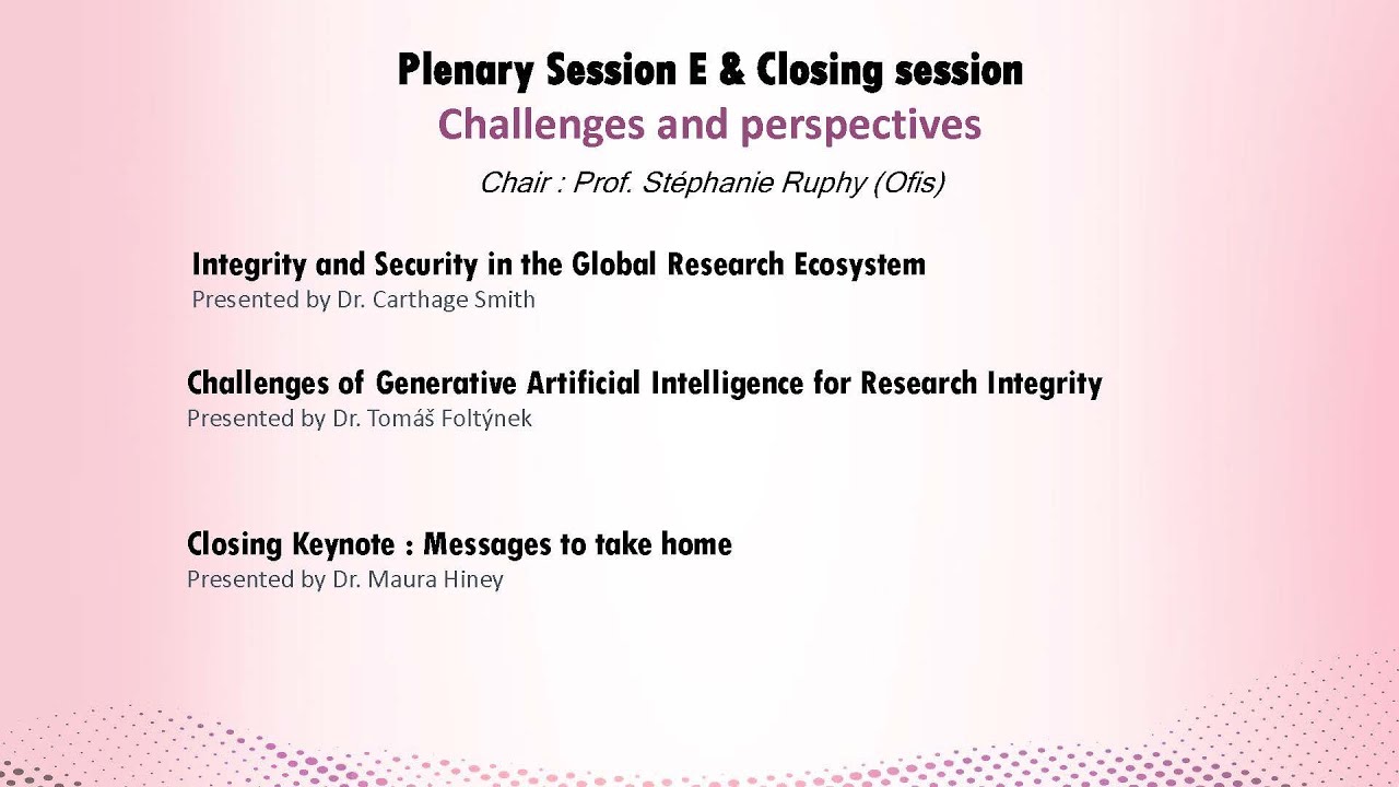 ENRIO 2023 - Plenary session E and closing session : "Challenges and perspectives" - YouTube