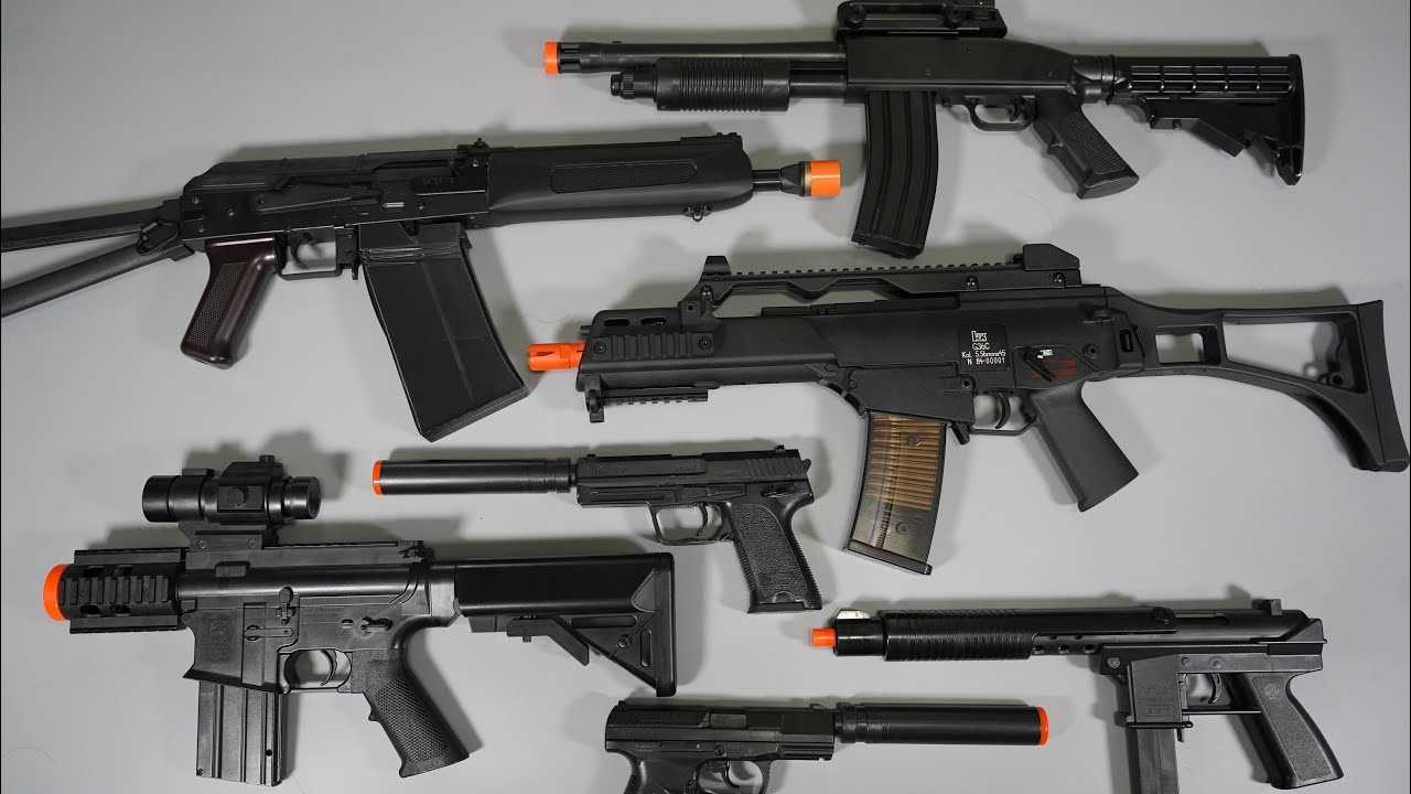 ALL BLACK Color Airsoft Toy Gun 🔫🔫🔫 - GBB G36C - CQB M4 - H&K USP ...